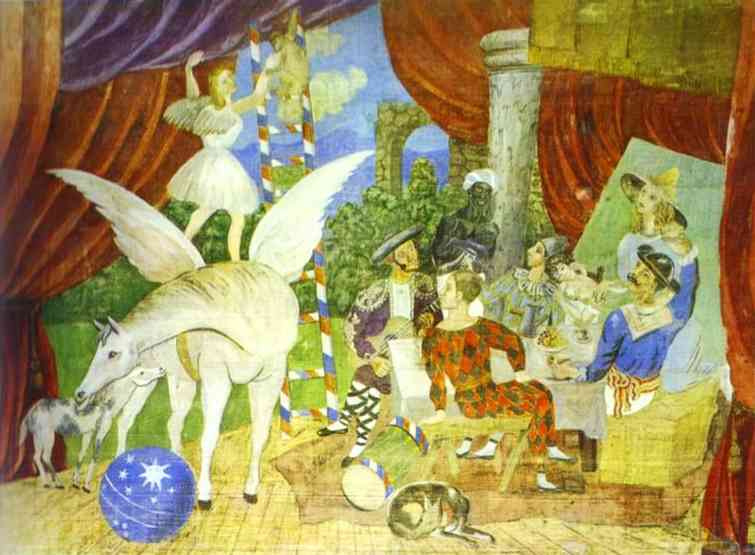 Pablo Picasso A sketch of the production for the ballet "Parade", 1917 ...