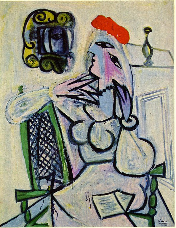 Pablo Picasso Mujer en un sombrero rojo, 1934, 113×146 cm: Descripción de la obra | Arthive