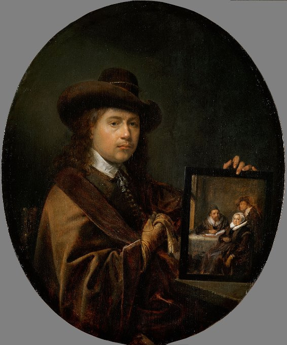 Gerrit (Gerard) Dow Autorretrato con retrato de padres y hermano., 1649 ...