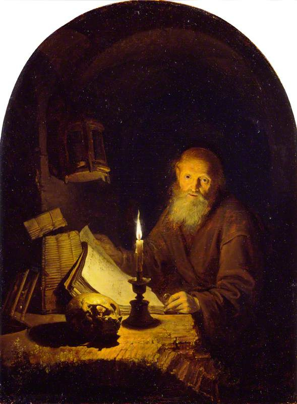 Gerrit (Gerard) Dow El ermitaño, 1661, 24×32 cm: Descripción de la obra ...