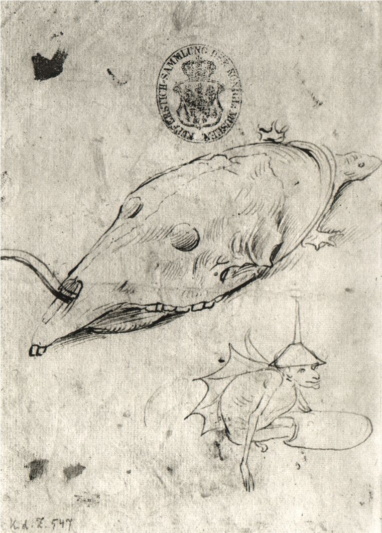 Hieronymus Bosch Tortuga con una calavera en su caparazón y un demonio alado, 12×16 cm ...