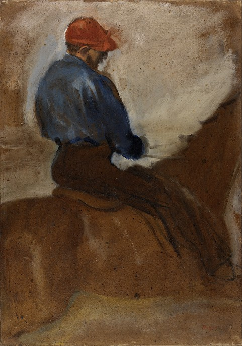 Edgar Degas Jockey dans un bonnet rouge, 1868, 31×46 cm : Descriptif de ...