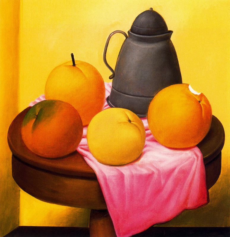 Still life with fruit and kettle, 1994 by Fernando Botero: History ...