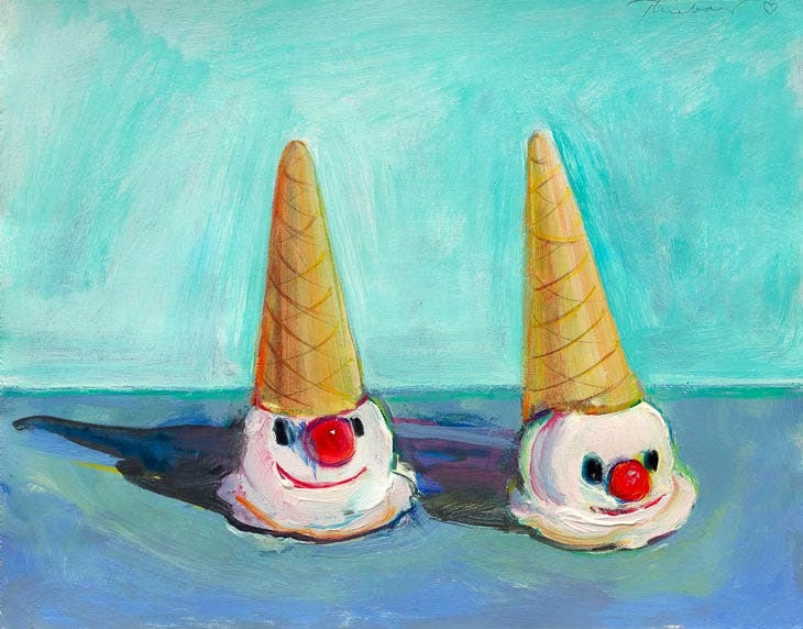 Clown Cones, 2000, 26×36 cm by Wayne Thiebaud: History, Analysis ...
