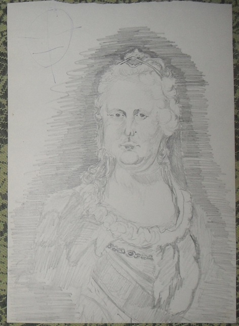 The Empress Catherine. (textbook drawing), XXI, 30×21 cm by Vasily ...