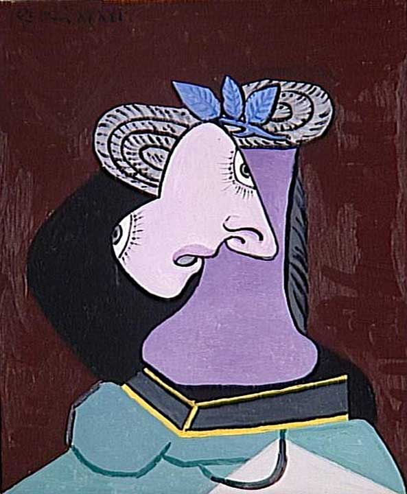 Straw hat with blue leaves, 1936, 50×61 cm by Pablo Picasso: History ...