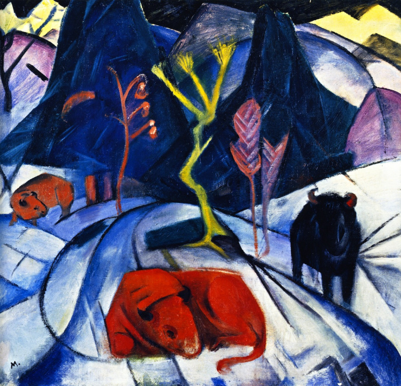 Franz Marc Roter Stier, 1913, 71×66 cm: Werkbeschreibung | Artchiv