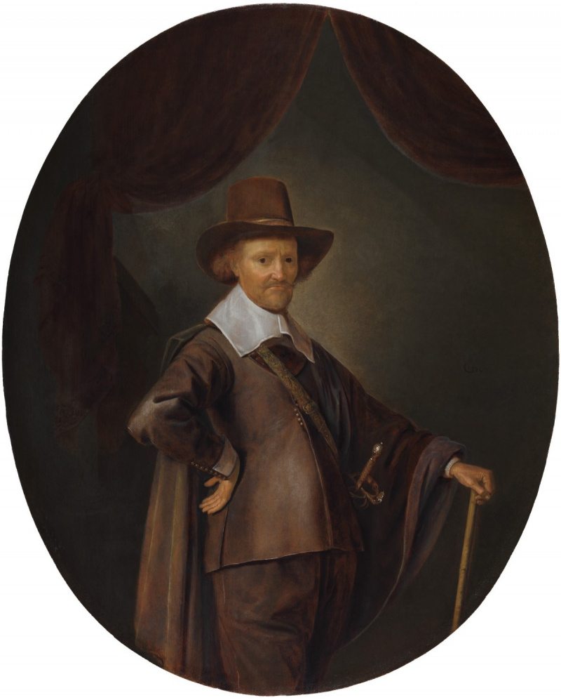 Gerrit (Gerard) Dow Portrait d'un gentleman avec une canne, 1645, 40×49 ...