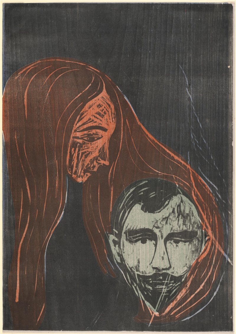 Buy digital version: Male head in female hair by Edward Munch ...