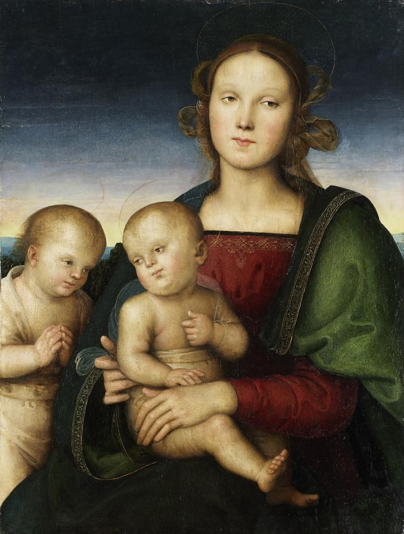 Raphael Santi Madone avec l'enfant et le petit Jean Baptiste, 1500, 52× ...