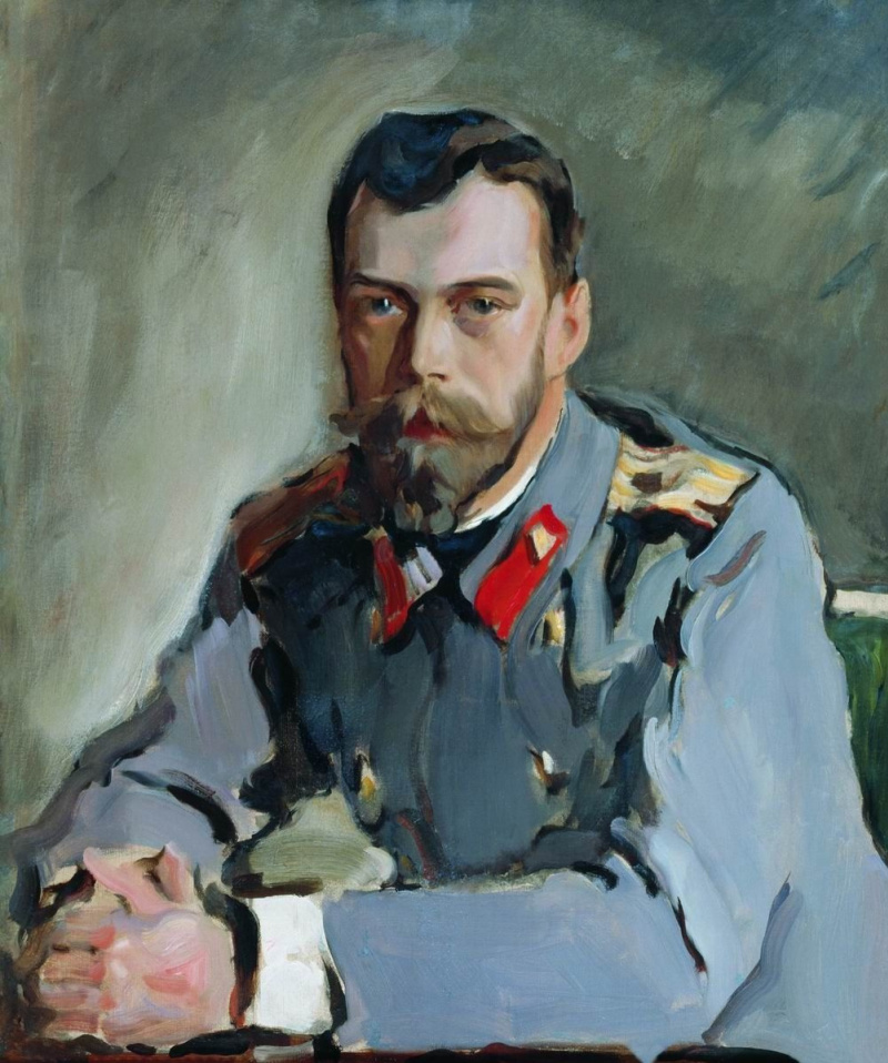 Portrait of Emperor Nicholas II (Portrait of Nicholas II in a gray ...