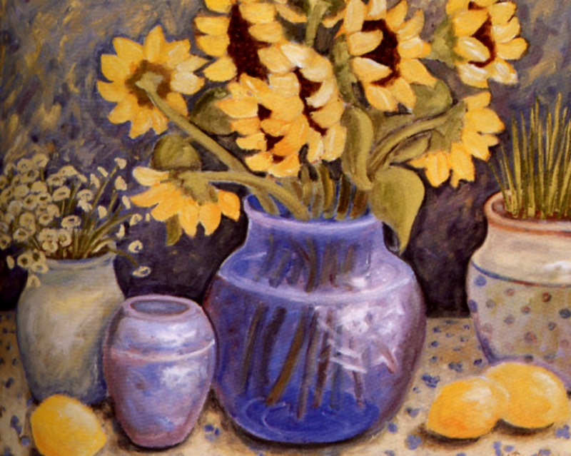 Michelle Bedard Blue vase with flowers: Descripción de la obra | Arthive