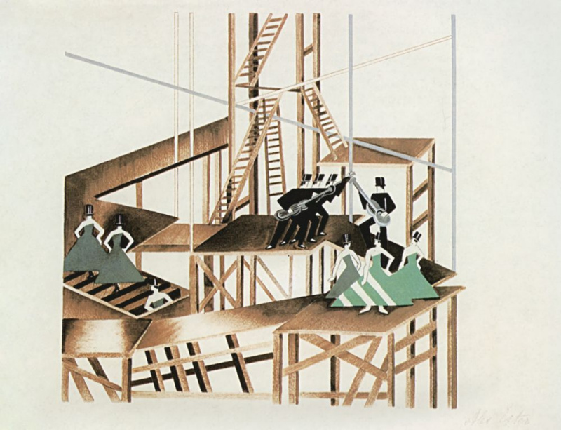 Alexandra Exter Spanish pantomime. A sketch of the scenery. The leaves ...