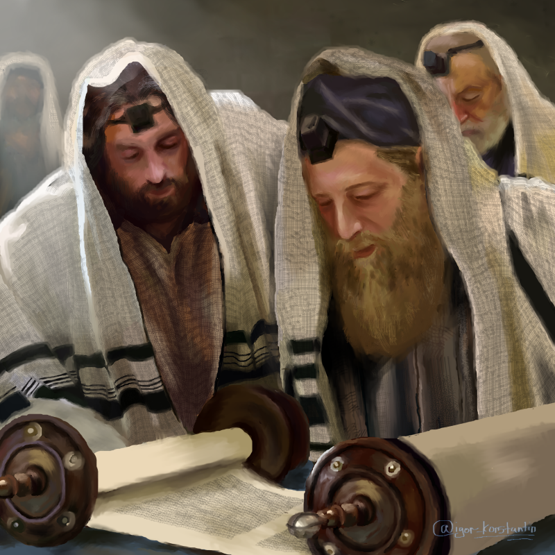 JESUS AND THE RABBI READ THE TORAH IN THE SYNAGOGUE, 2022 by Konstantin ...