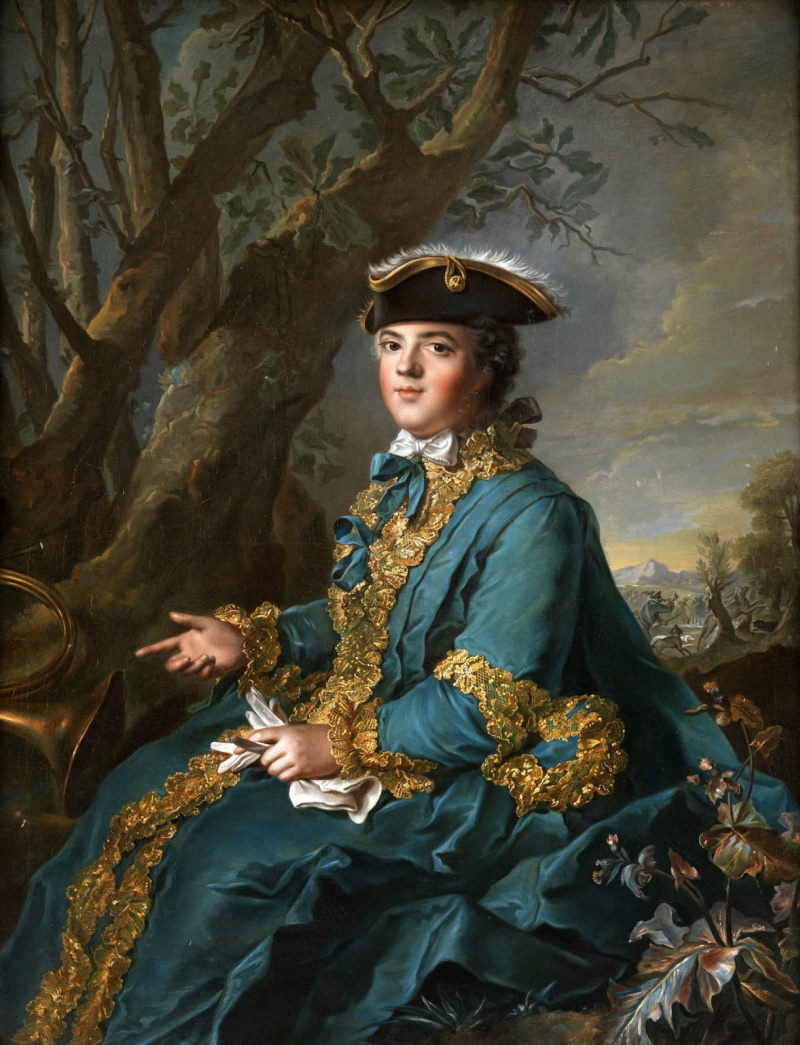 Marie-Louise-Elisabeth de Bourbon in hunting outfit, 105×136 cm by Jean ...