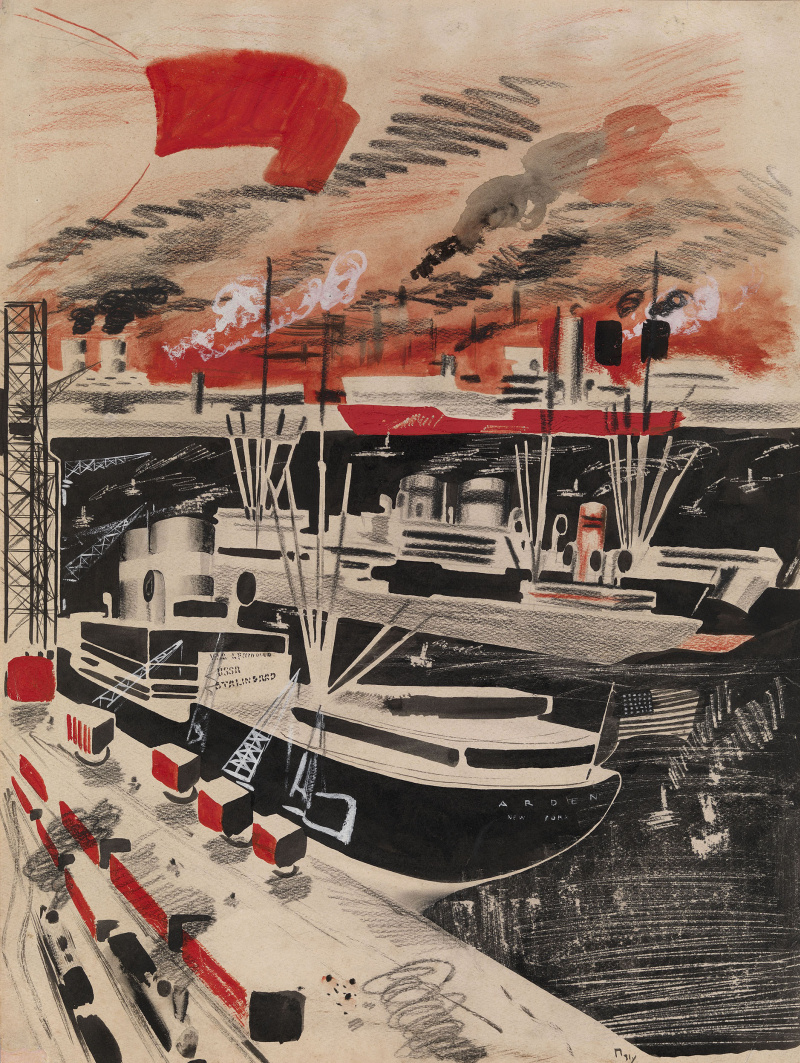 Yuri Ivanovich Pimenov Le port, 1931, 36×48 cm : Descriptif de l'œuvre ...