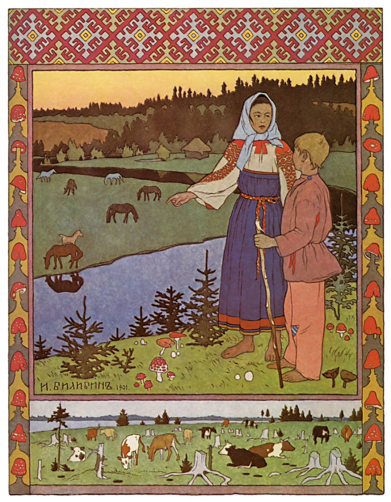 Ivan Yakovlevich Bilibin Sister Alyonushka and brother Ivanushka ...