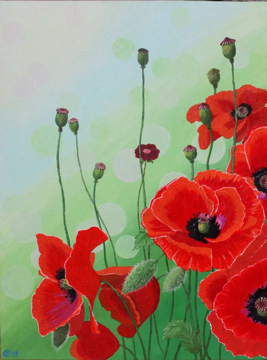 Elena Stepanenko Mohnblumen, 2018, 30×40 cm: Werkbeschreibung | Artchiv