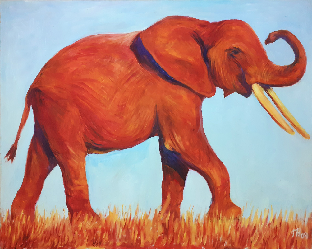 Gorelkina Elefante rojo, XXI, 100×80×3 cm: Descripción de la obra | Arthive