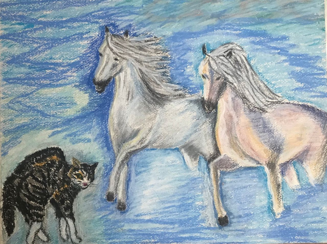 "A horse at a gallop.", 3 2024, 32×25 cm by Mikhail Dmitrievich ...