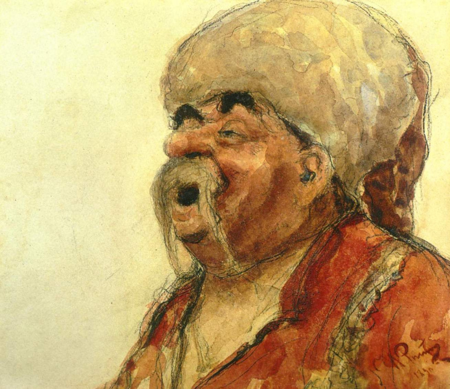 A laughing Cossack. Study for the painting "Zaporozhtsy write a letter ...
