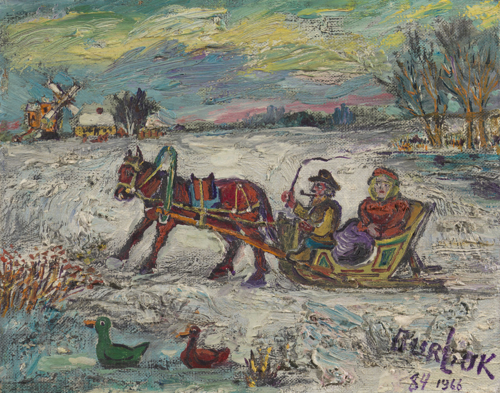 David Davidovich Burliuk Sleigh rides, 1966, 26×21 cm: Descripción de ...