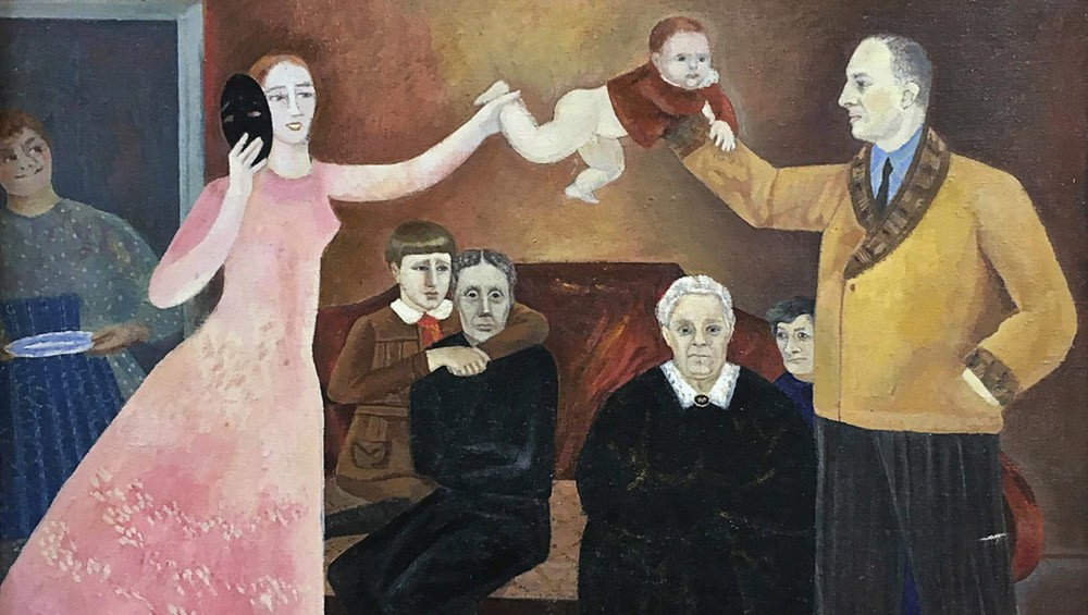 Portrait of the Averbach family. In the arms of his parents - the ...