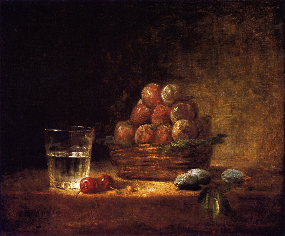 Jean Baptiste Simeon Chardin Nature morte avec un panier de prunes, un ...